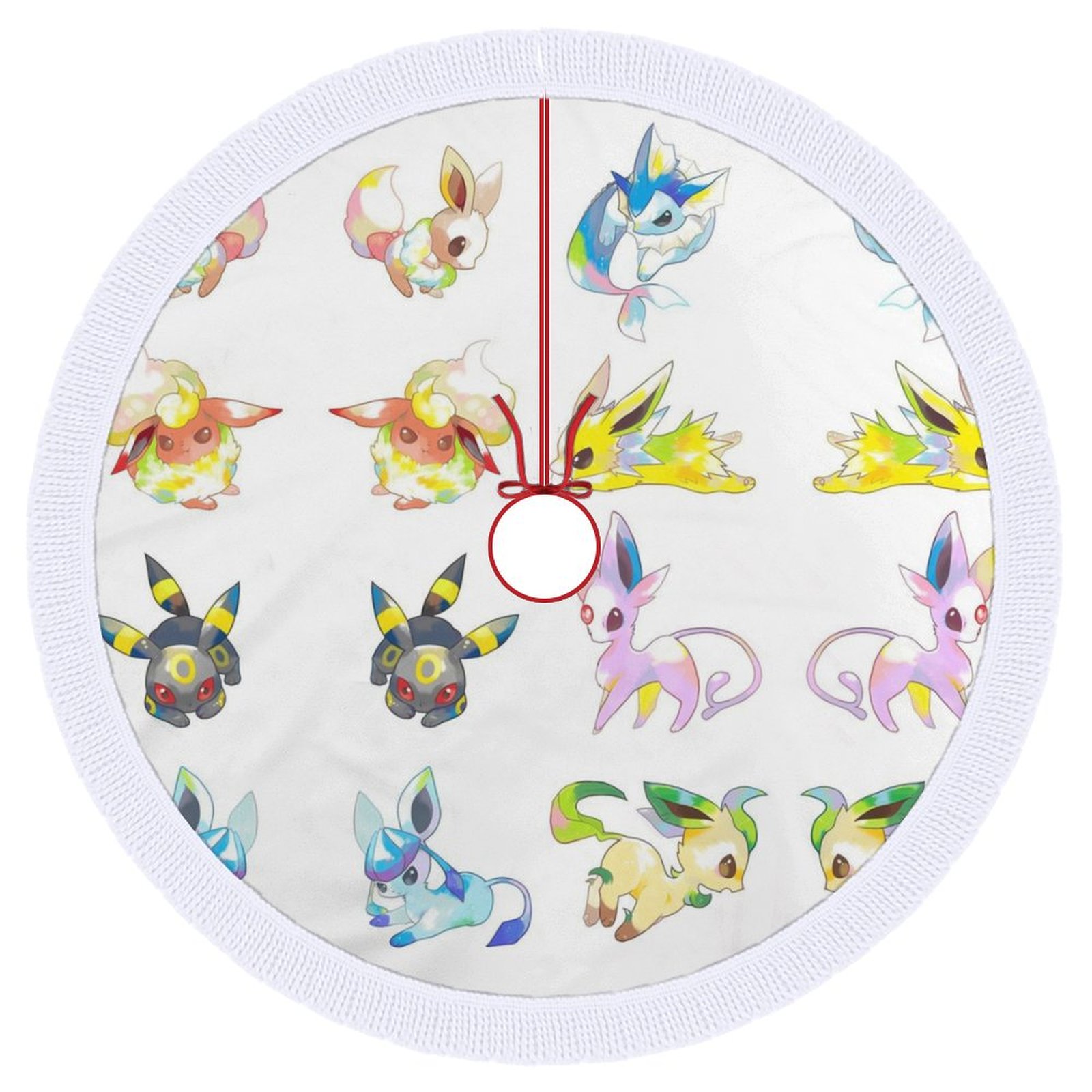 Anime Go Eevee Evolutions Christmas tree skirt Christmas tree mat with ...