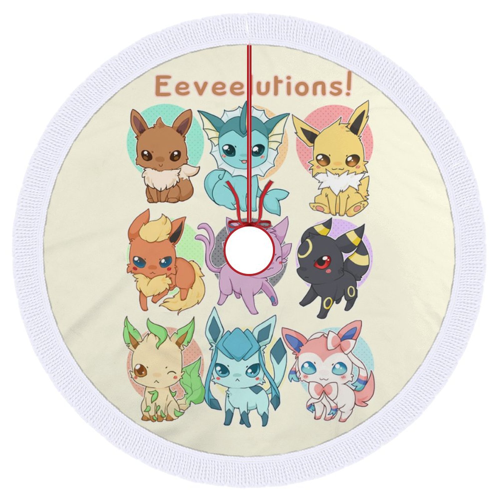 Anime Go Eevee Evolutions Christmas tree skirt Christmas tree mat with ...