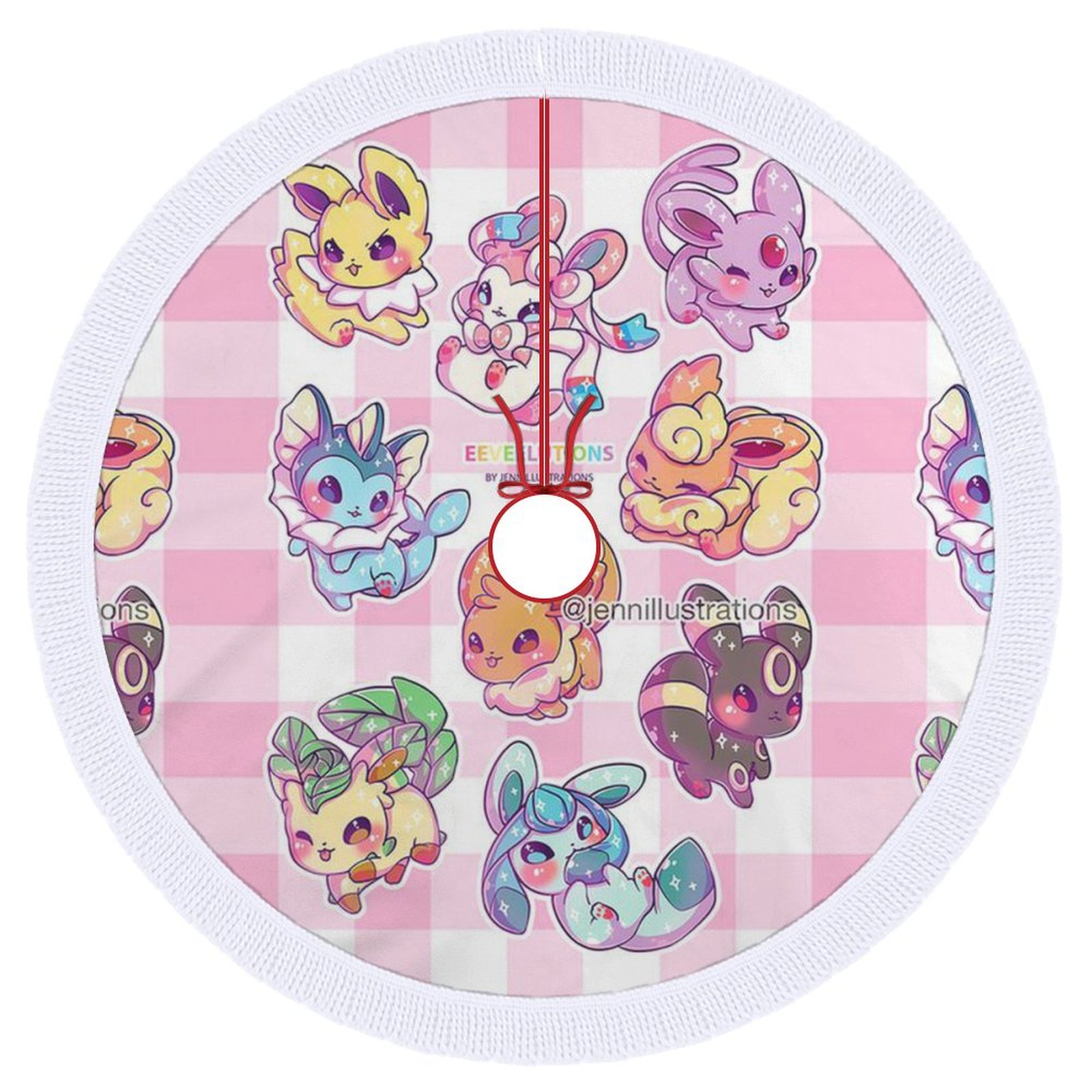 Anime Go Eevee Evolutions Christmas tree skirt Christmas tree mat with ...