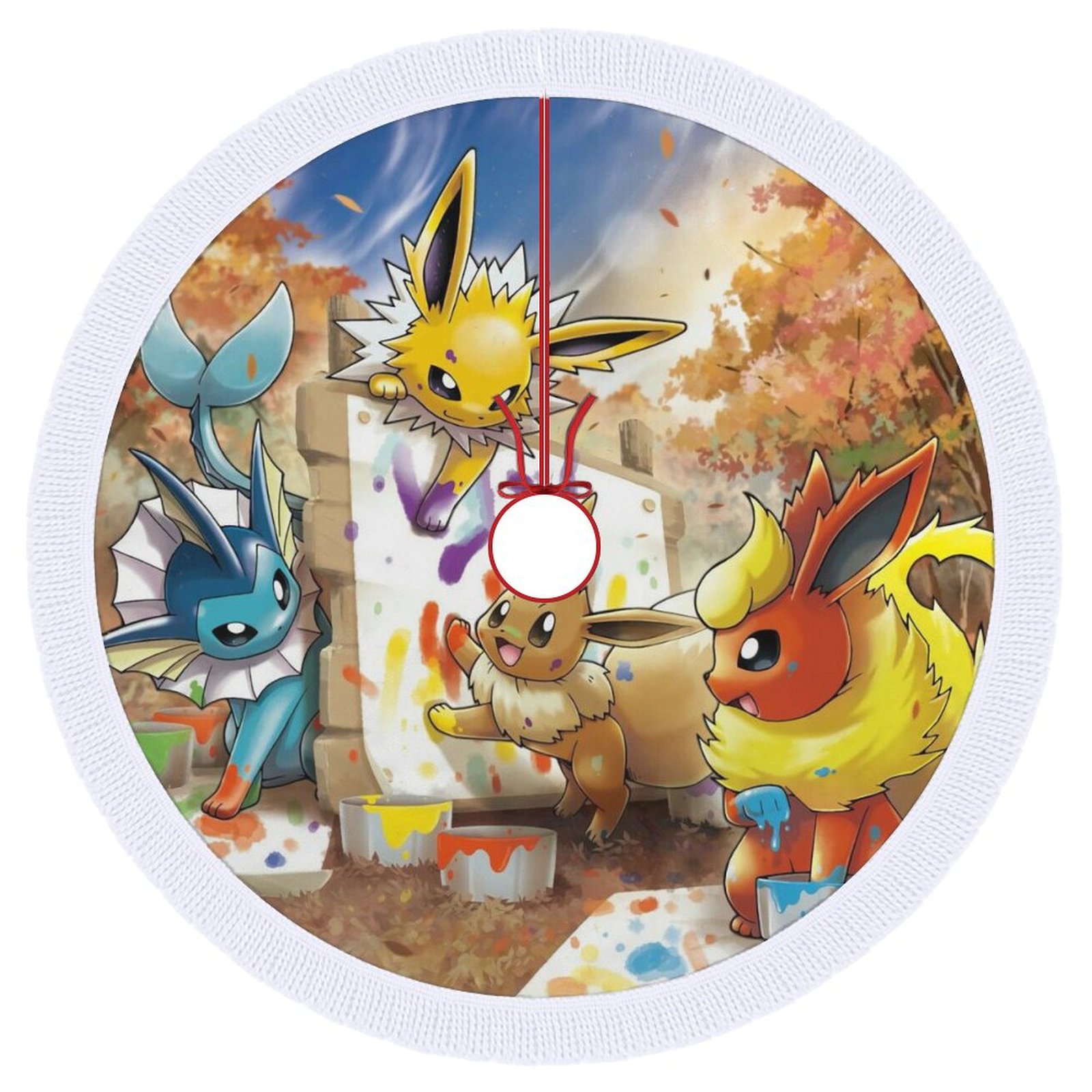Anime Go Eevee Evolutions Christmas tree skirt Christmas tree mat with ...