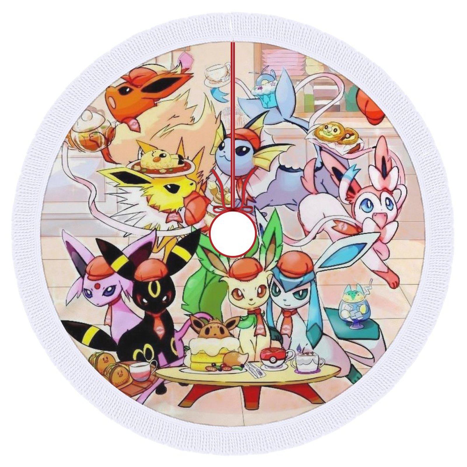 Anime Go Eevee Evolutions Christmas tree skirt Christmas tree mat with ...
