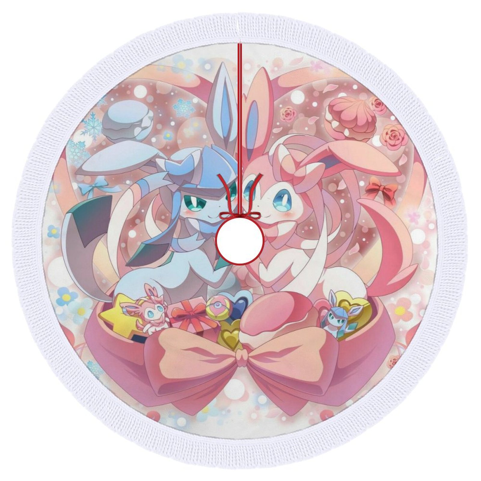 Anime Go Eevee Evolutions Christmas tree skirt Christmas tree mat with ...