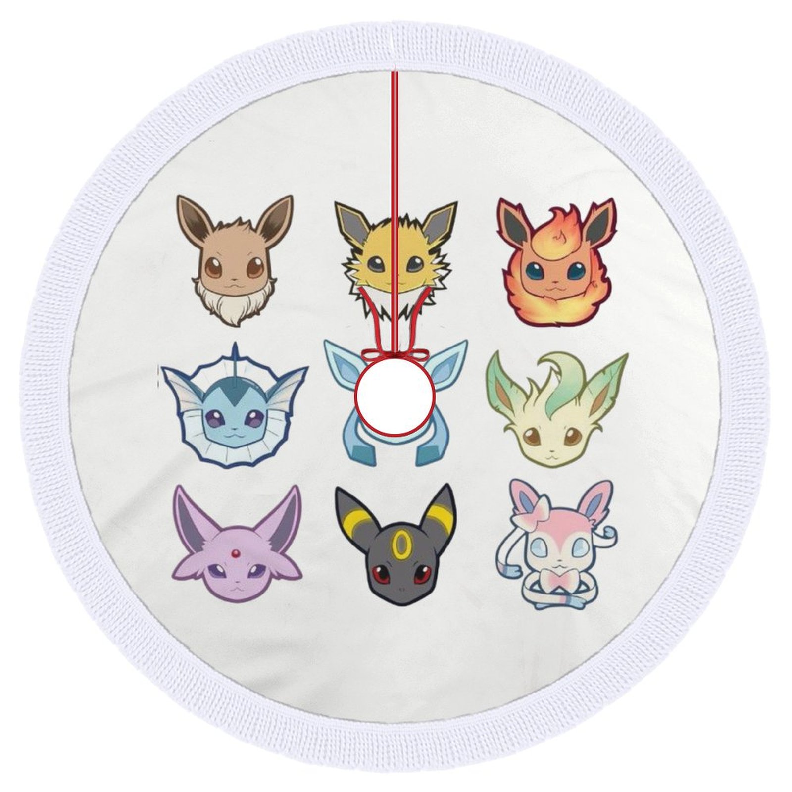 Anime Go Eevee Evolutions Christmas tree skirt Christmas tree mat with ...