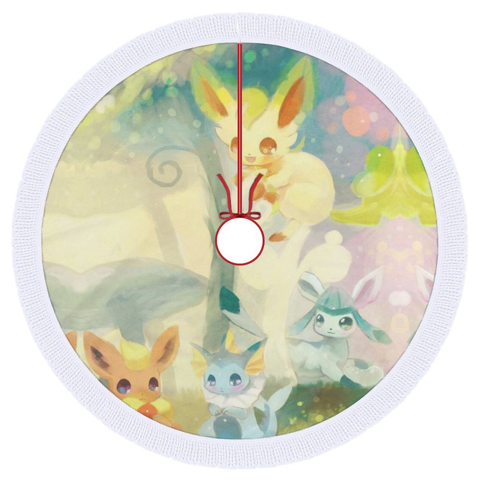 Anime Go Eevee Evolutions Christmas tree skirt Christmas tree mat with ...