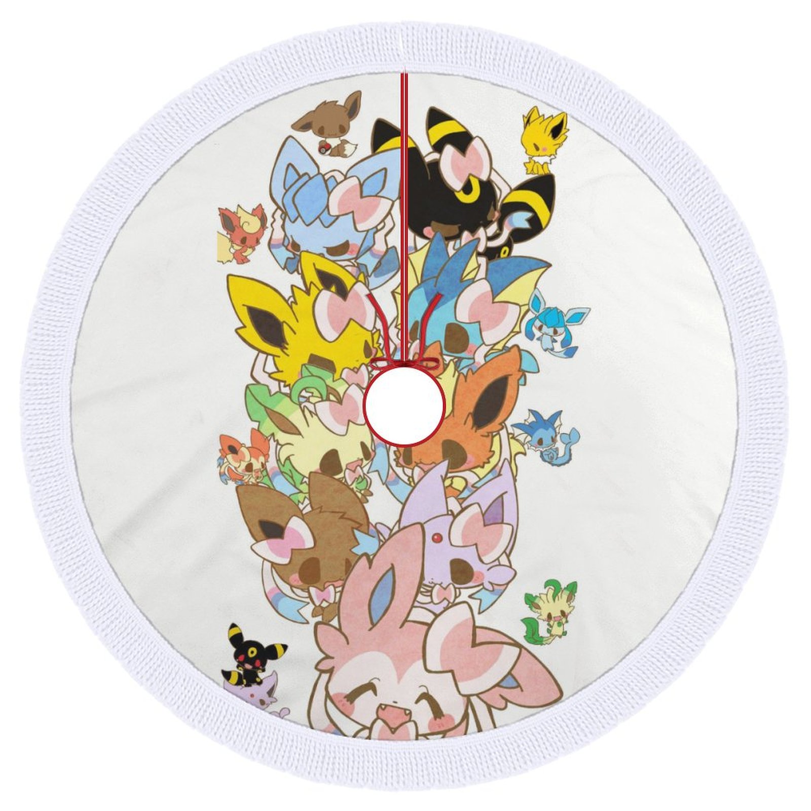 Anime Go Eevee Evolutions Christmas tree skirt Christmas tree mat with ...