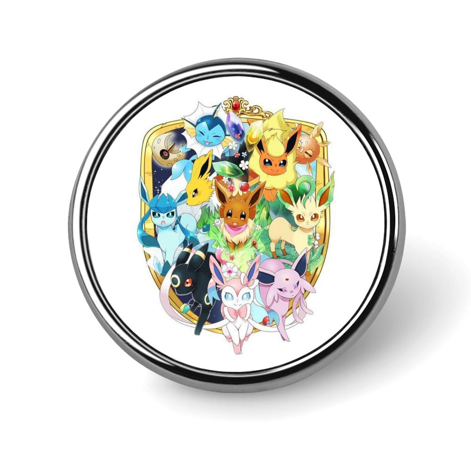 Anime Go Eevee Evolutions Circle Badges Round Chest Pins Brooch Decor ...