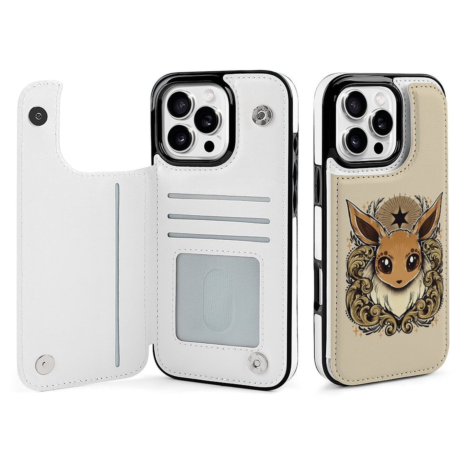 Anime Go Eevee Evolutions Flip Cover for iPhone 16 Pro Max/16 Pro/16 ...