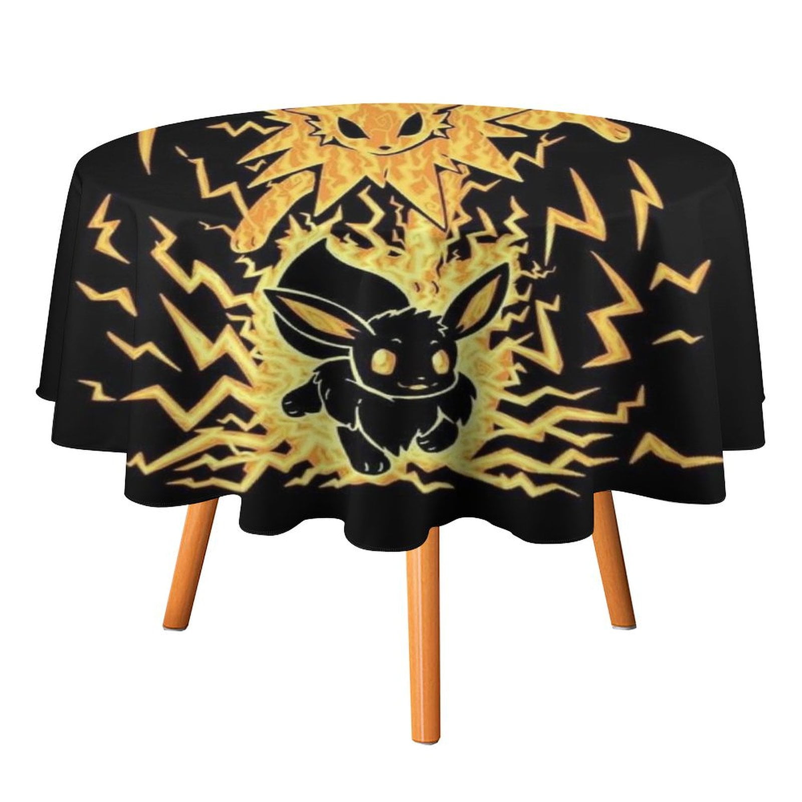 Anime Go Eevee Evolutions Table Cloth Round Tablecloth Polyester Table ...