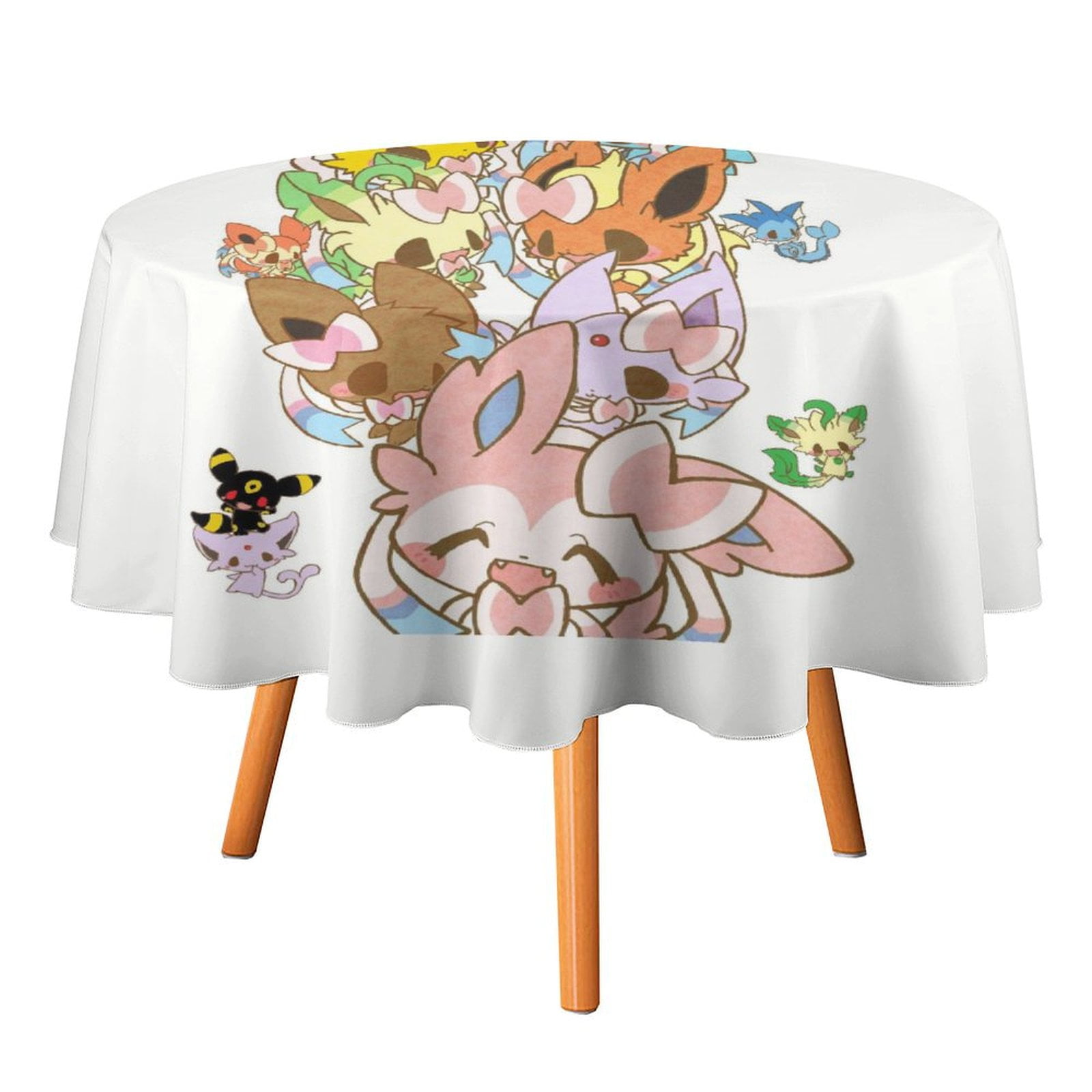 Anime Go Eevee Evolutions Table Cloth Round Tablecloth Polyester Table ...