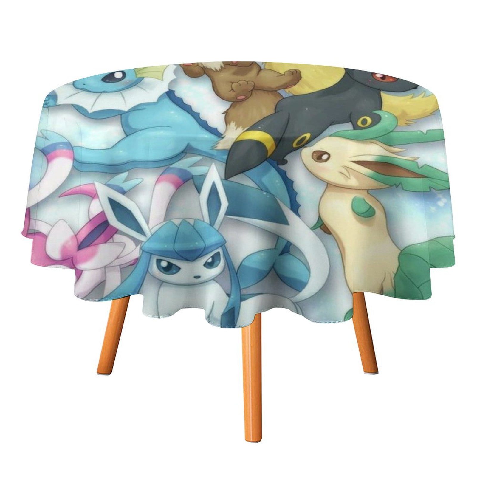 Anime Go Eevee Evolutions Table Cloth Round Tablecloth Polyester Table ...