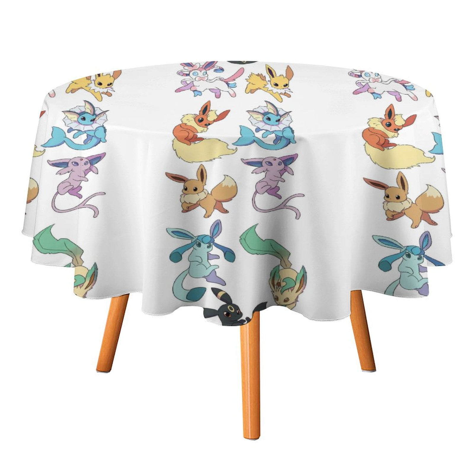 Anime Go Eevee Evolutions Table Cloth Round Tablecloth Polyester Table ...