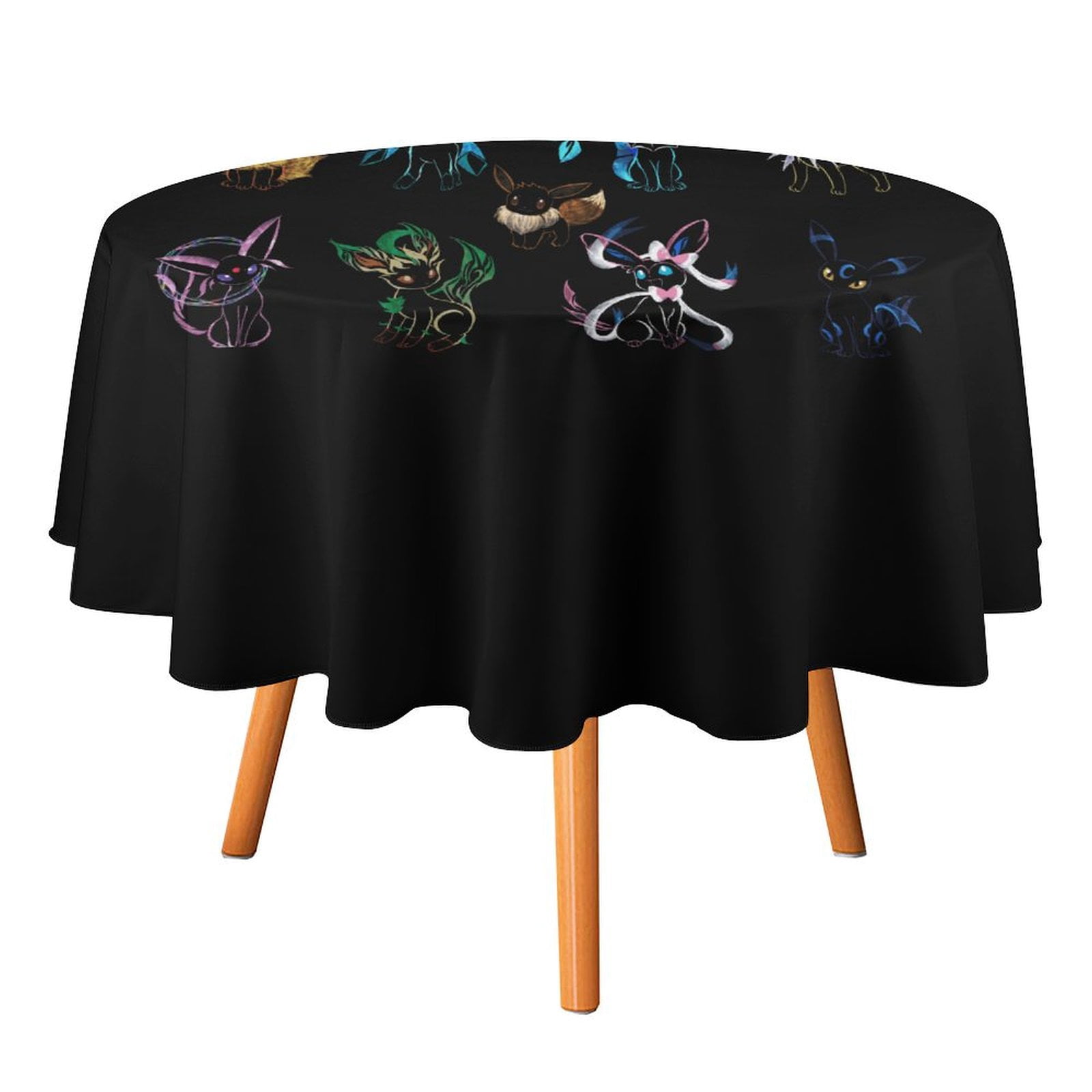 Anime Go Eevee Evolutions Table Cloth Round Tablecloth Polyester Table ...