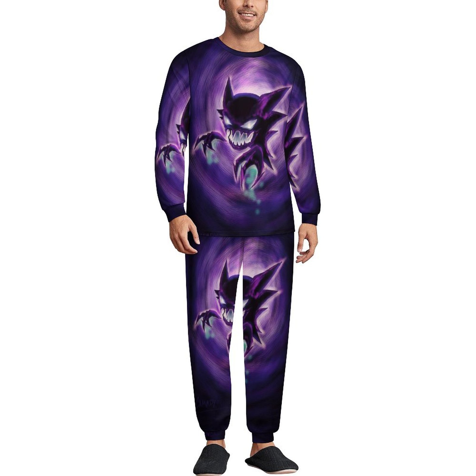 Anime Go Gengar Evolutions Mens Pajamas Set Long Sleeve Sleepwear ...