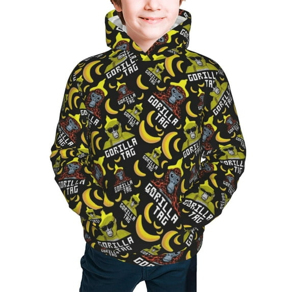 Anime Gorilla Game Tag Teens Hoodies With Pocket Pullover Hooded Long ...