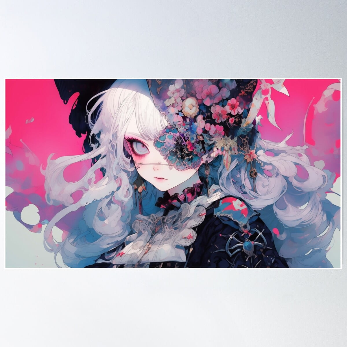 Anime Goth Girl Poster Wall Art, Modern Wall Decor For Living Room ...
