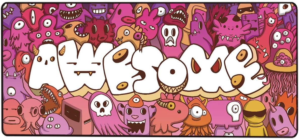 Anime Graffiti Awesome Large RGB Gaming Mouse pad Non-Slip Rubber Base ...