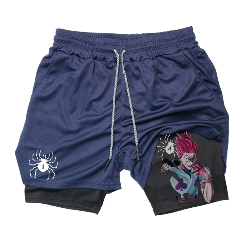 Anime Graphic 2 in 1 Performance Shorts for Men Athletic Gym Workout ...