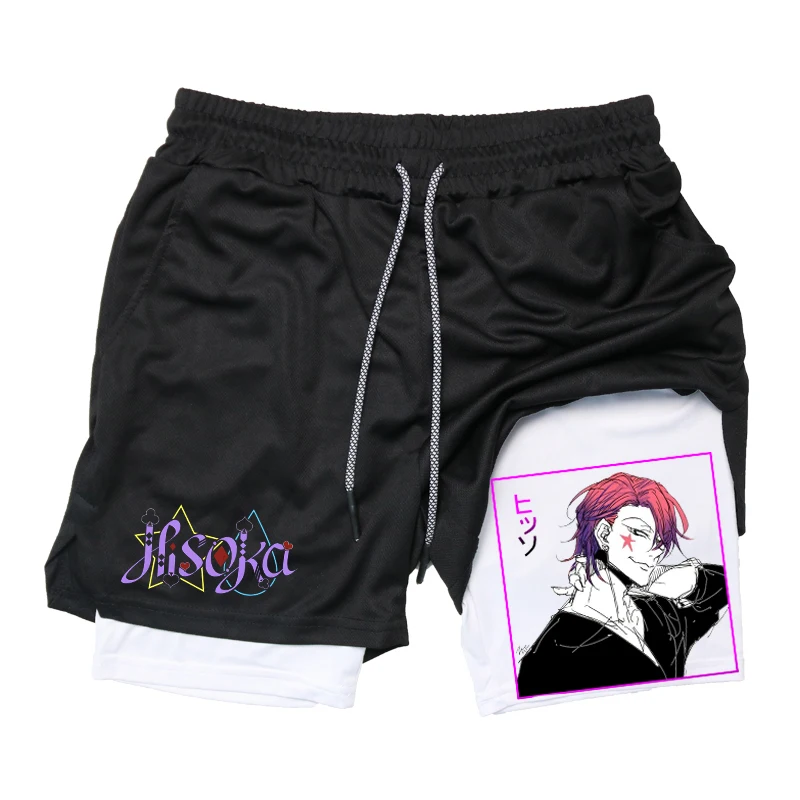 Anime Graphic 2 in 1 Performance Shorts for Men Athletic Gym Workout ...