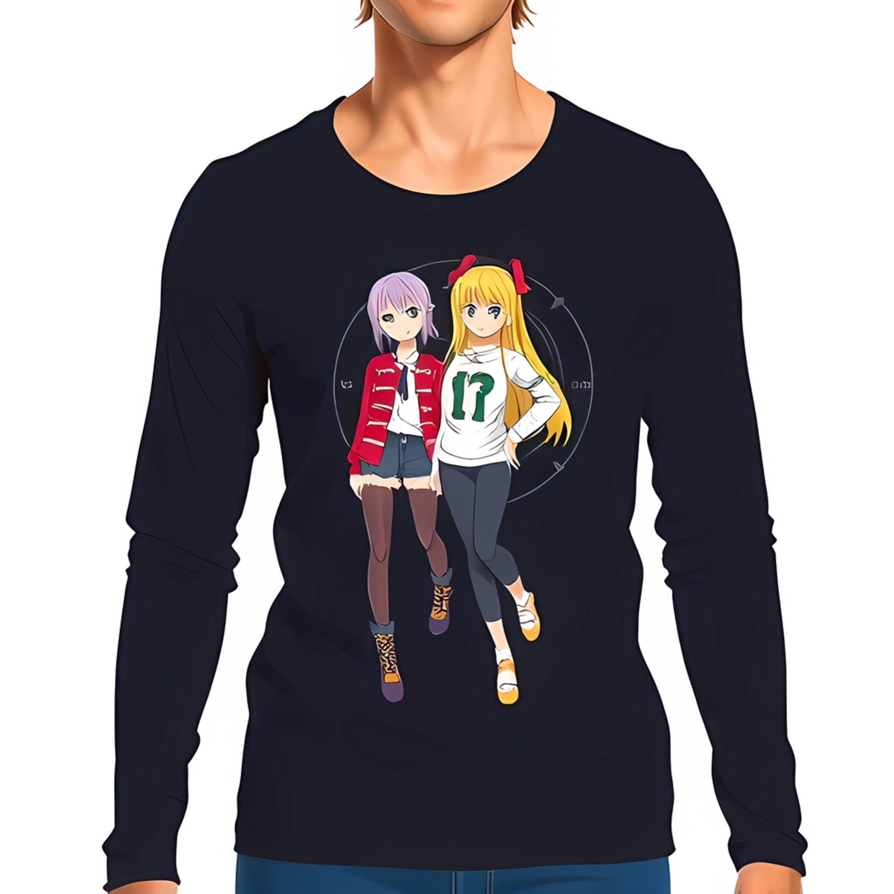 Anime Graphic Long Sleeve T-Shirt for Women Blue with Lavender ...