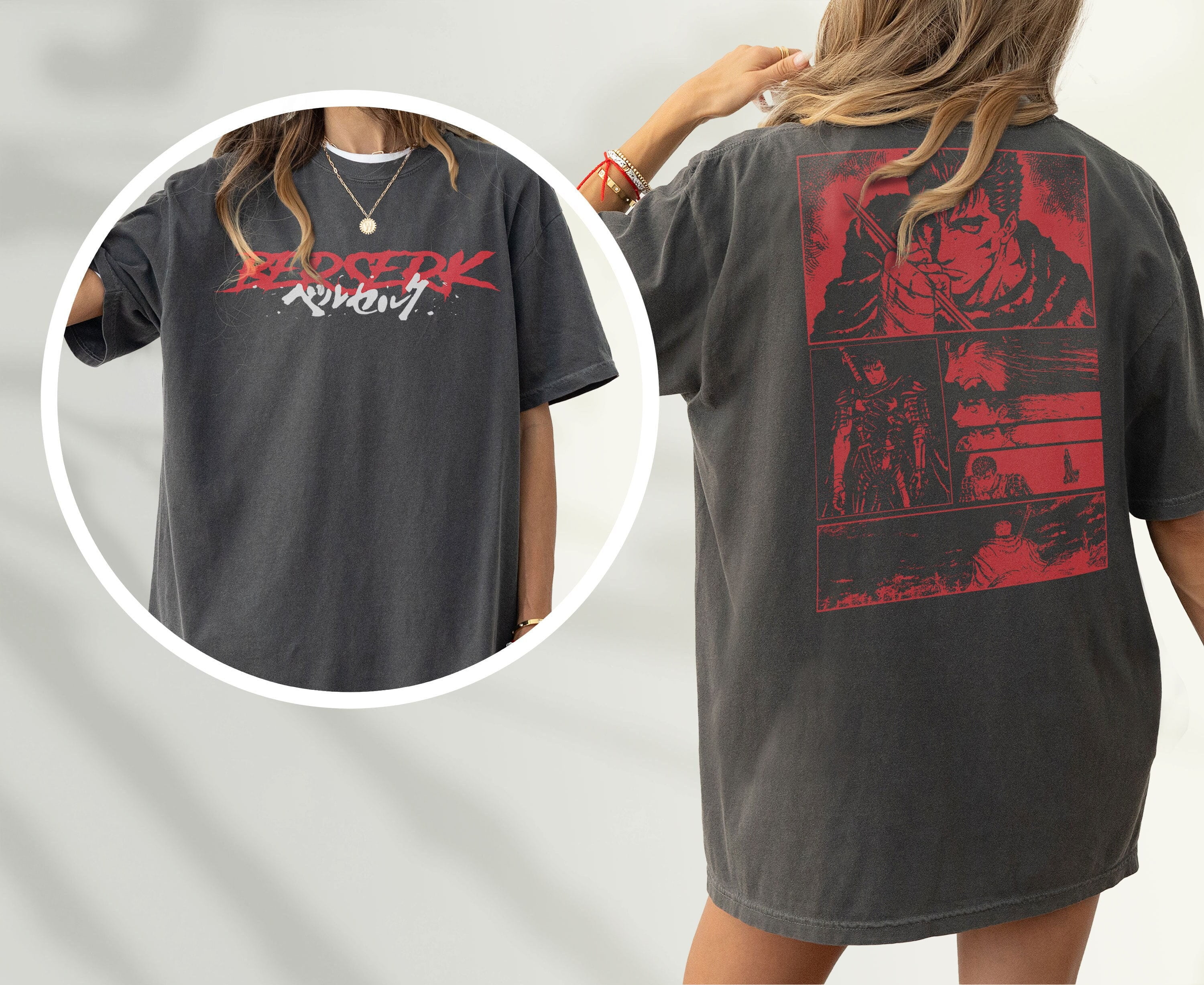 Anime Graphic T-Shirt, Grunge 90s Japanese Manga Tee Shirt with back ...