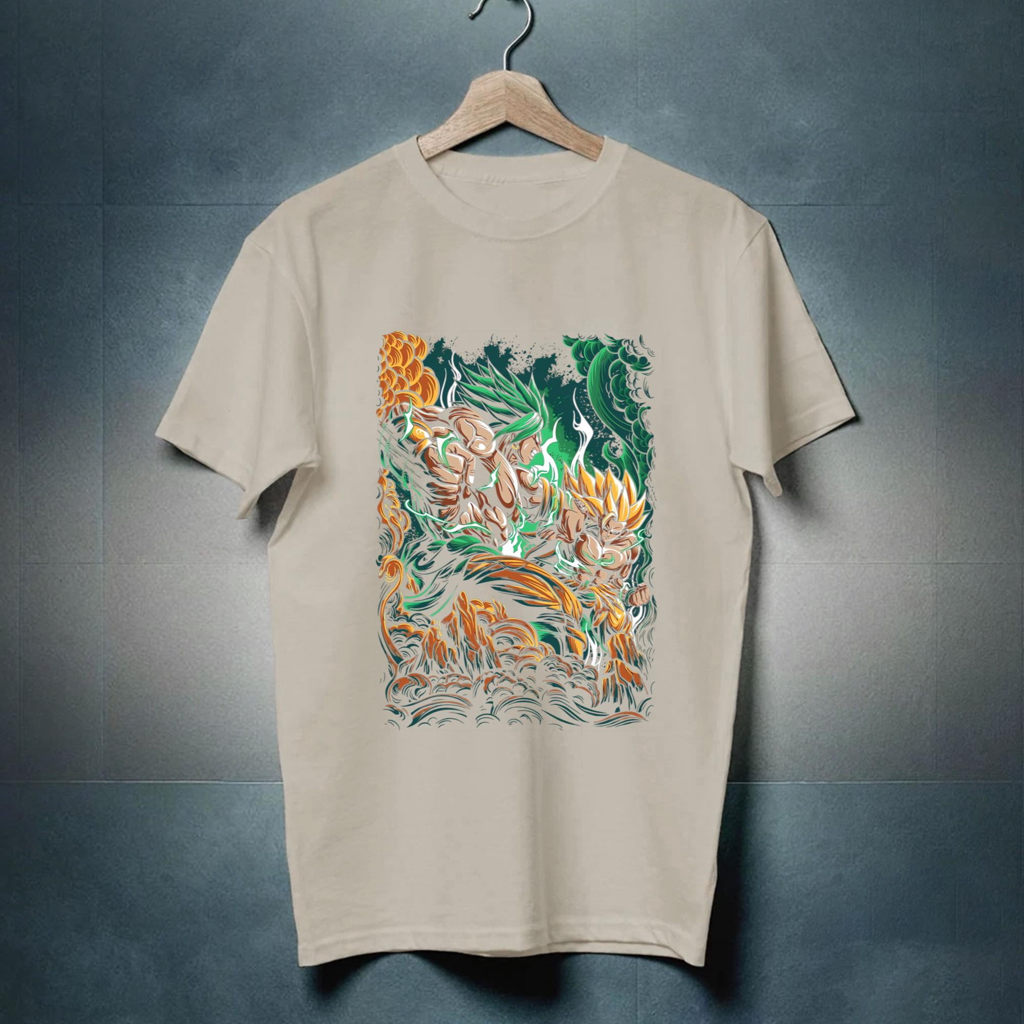 Anime Graphic Tee - Dragon Fighter Shirt - Bold Design Featuring Heroic ...