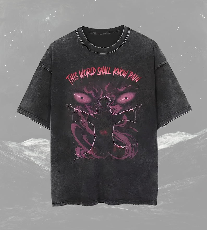 Anime Graphic Wash T-Shirt Streetwear Relax Fit Oversized Anime Tee ...