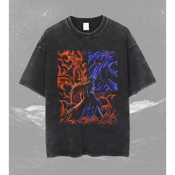 Anime Graphic Wash T-Shirt Streetwear Relax Fit Oversized Anime Tee ...
