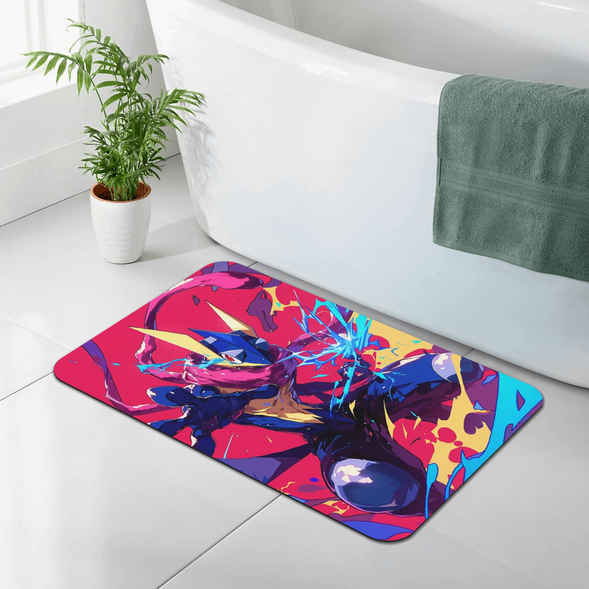 Anime Greninja Bath Mat Diatomaceous Earth Shower Mat Non-Slip Super ...