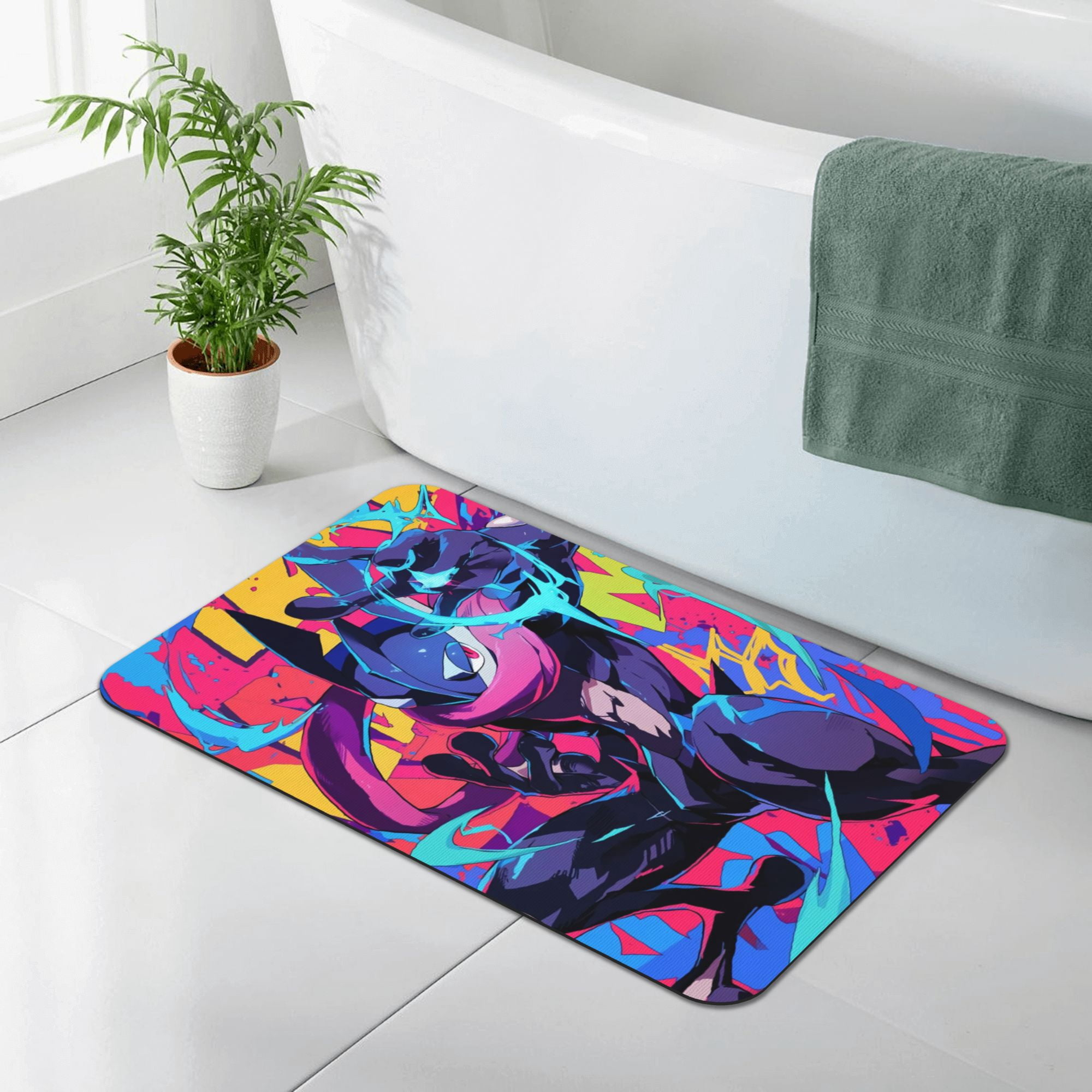 Anime Greninja Bath Mat Diatomaceous Earth Shower Mat Non-Slip Super ...