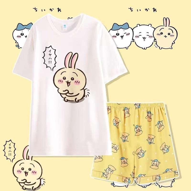 Anime Hachiware Summer Thin Pajamas Loose Shirt Pants Cute Cartoon ...