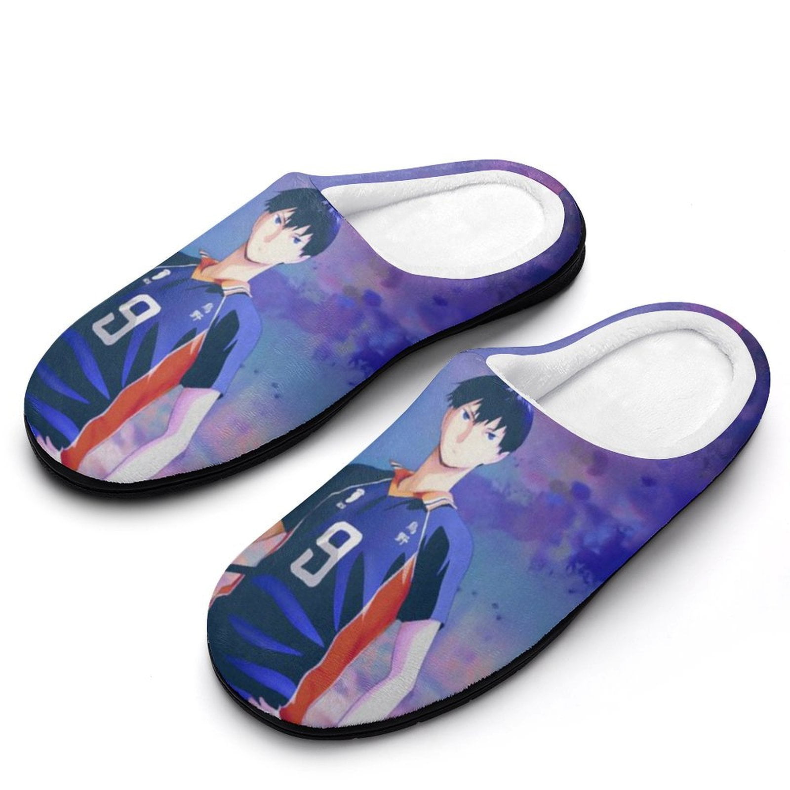 Anime Haikyu!! Men's Fuzzy Slippers House Open Back Slippers Closed Toe ...