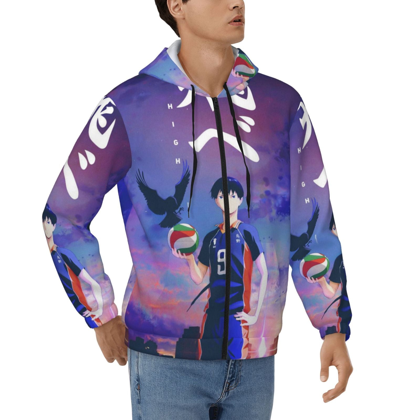 Anime Haikyu!! Sweatshirt For Mens Fashion Hoodies Zipper Coat Jacket ...