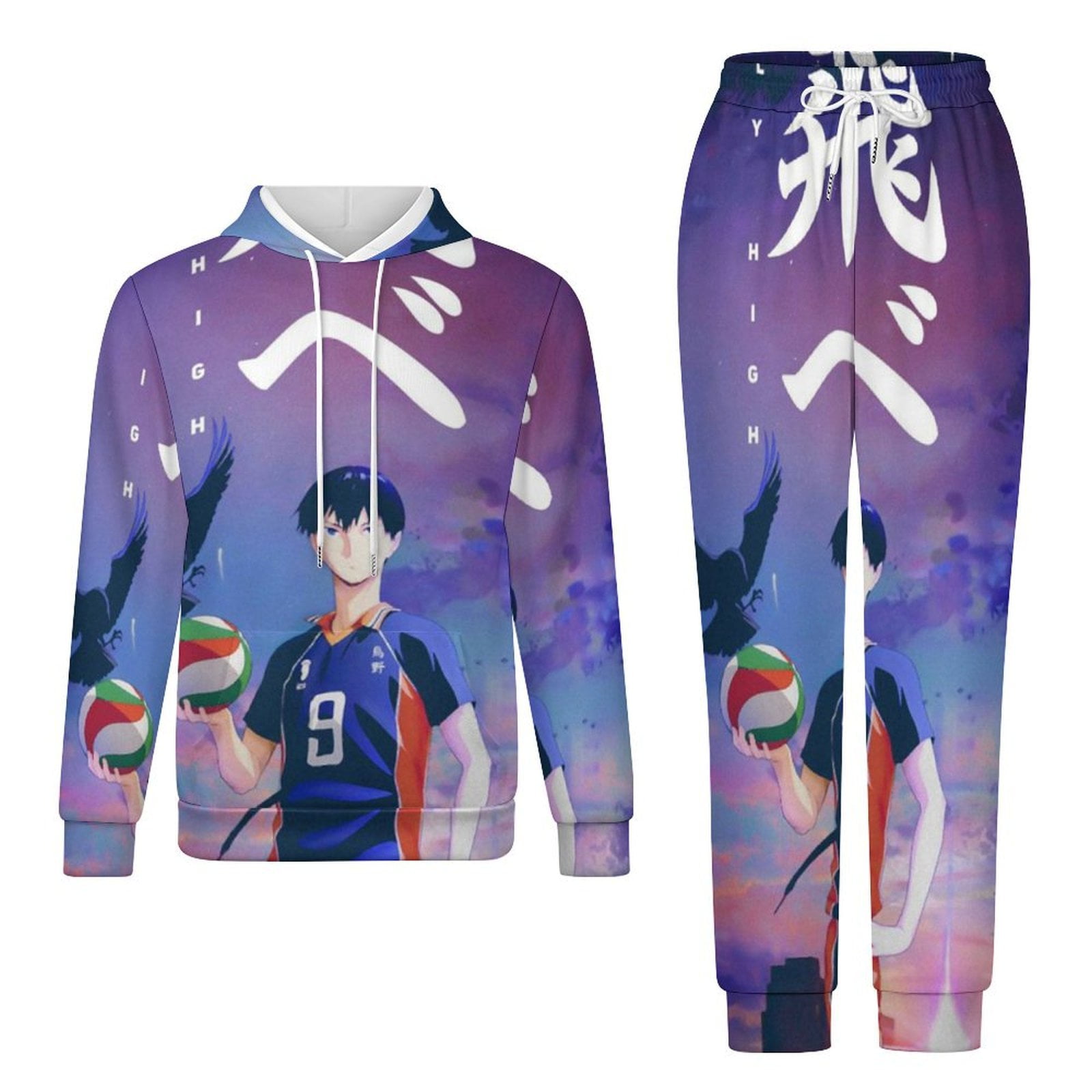 Anime Haikyu!! Unisex Hoodies And Sweatpants Set Sweatshirts Jogger ...