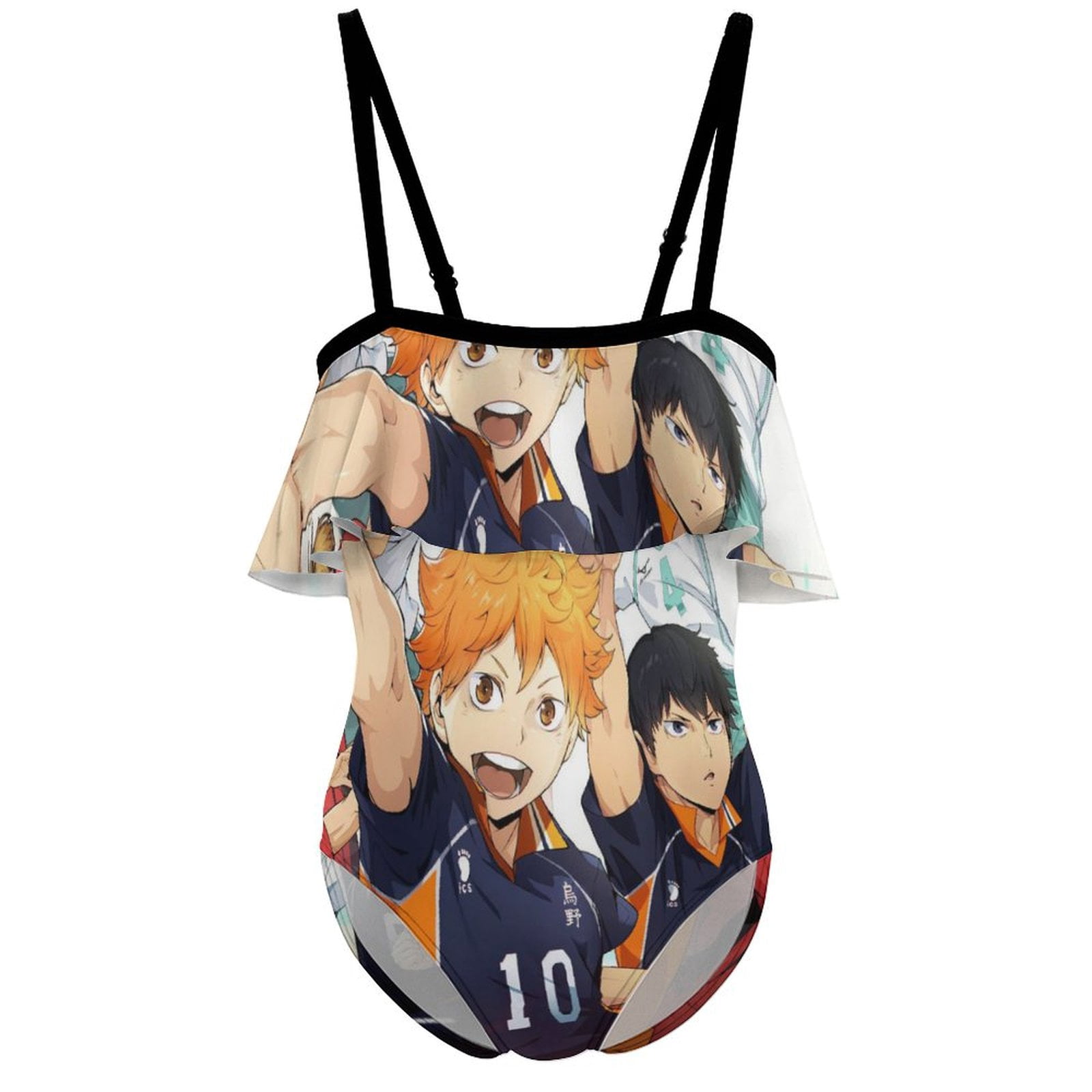 Anime Haikyuu Children's Swimsuit Adjustable Off Shoulder Ruffle ...