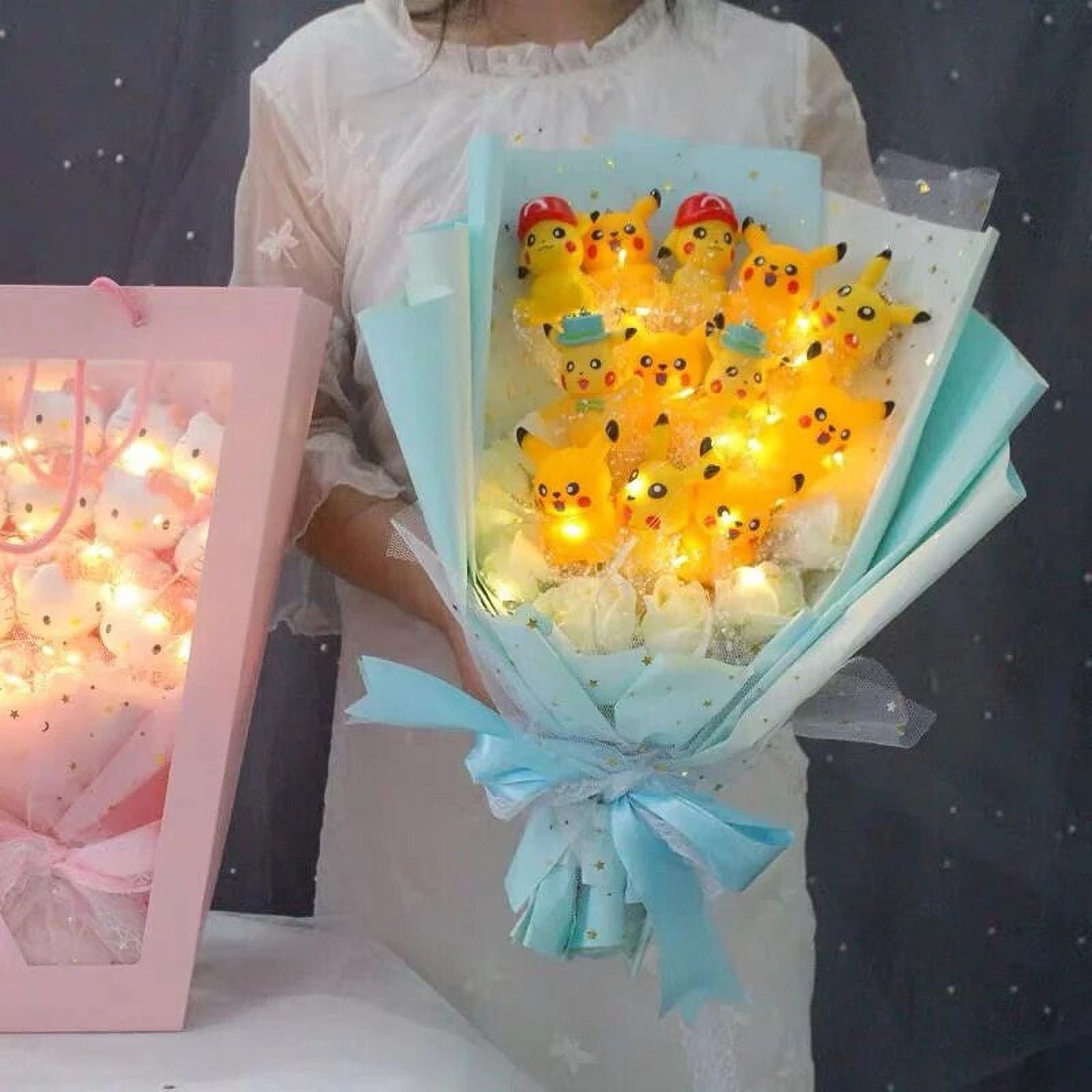 Anime Hello Kitty Bouquet My Melody Cinnamoroll Kuromi Kawaii Led Light ...