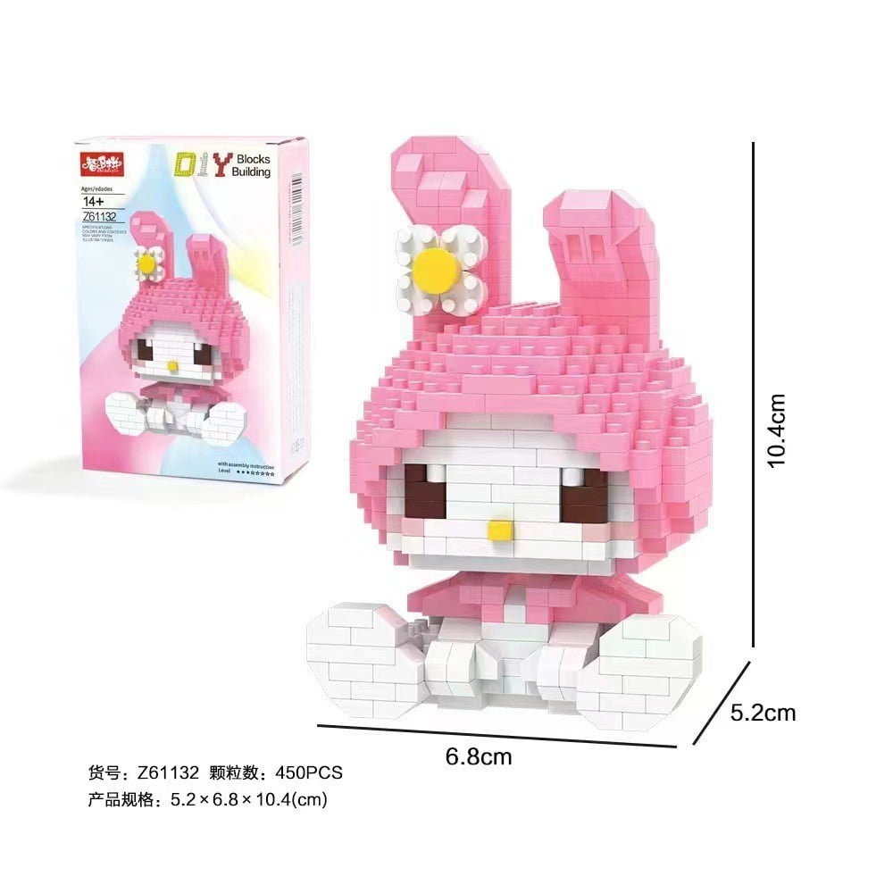 Anime Hello Kitty Building Block Model Assembled Toys Sanrio Figure ...