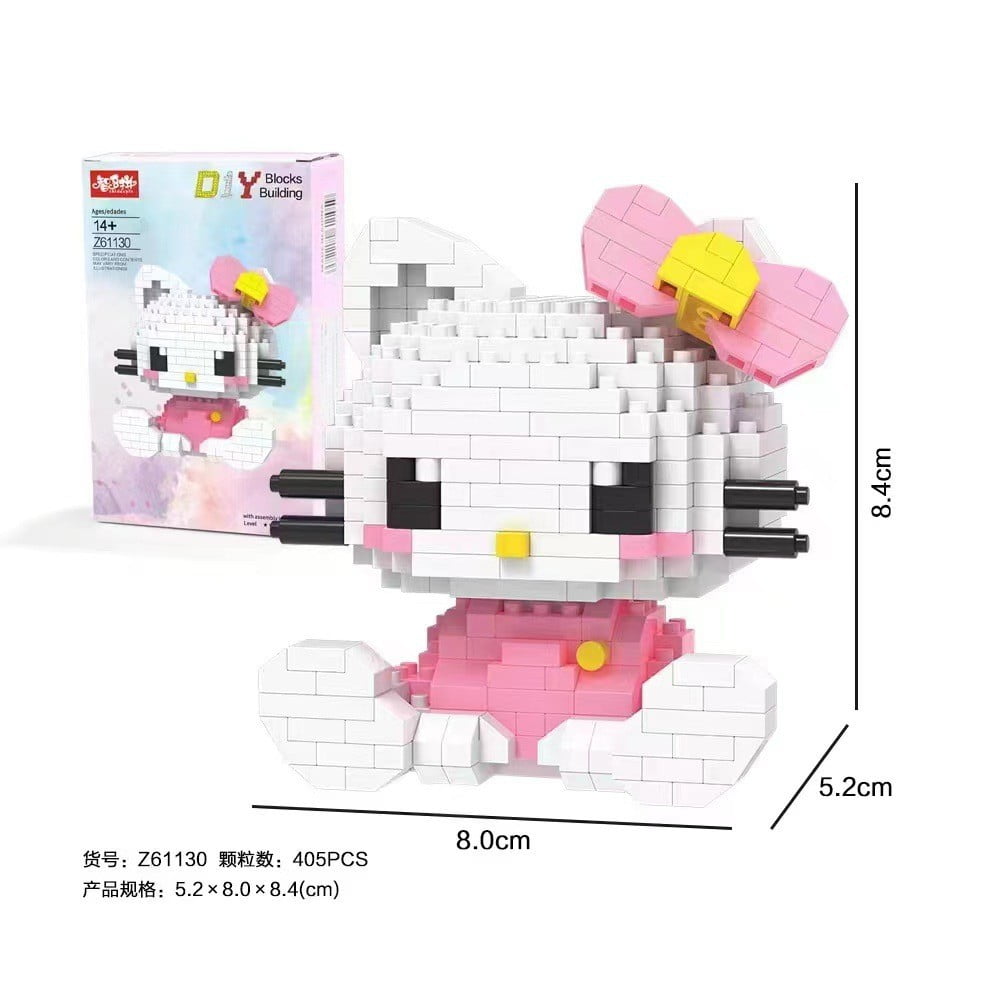 Anime Hello Kitty Building Block Model Assembled Toys Sanrio Figure ...
