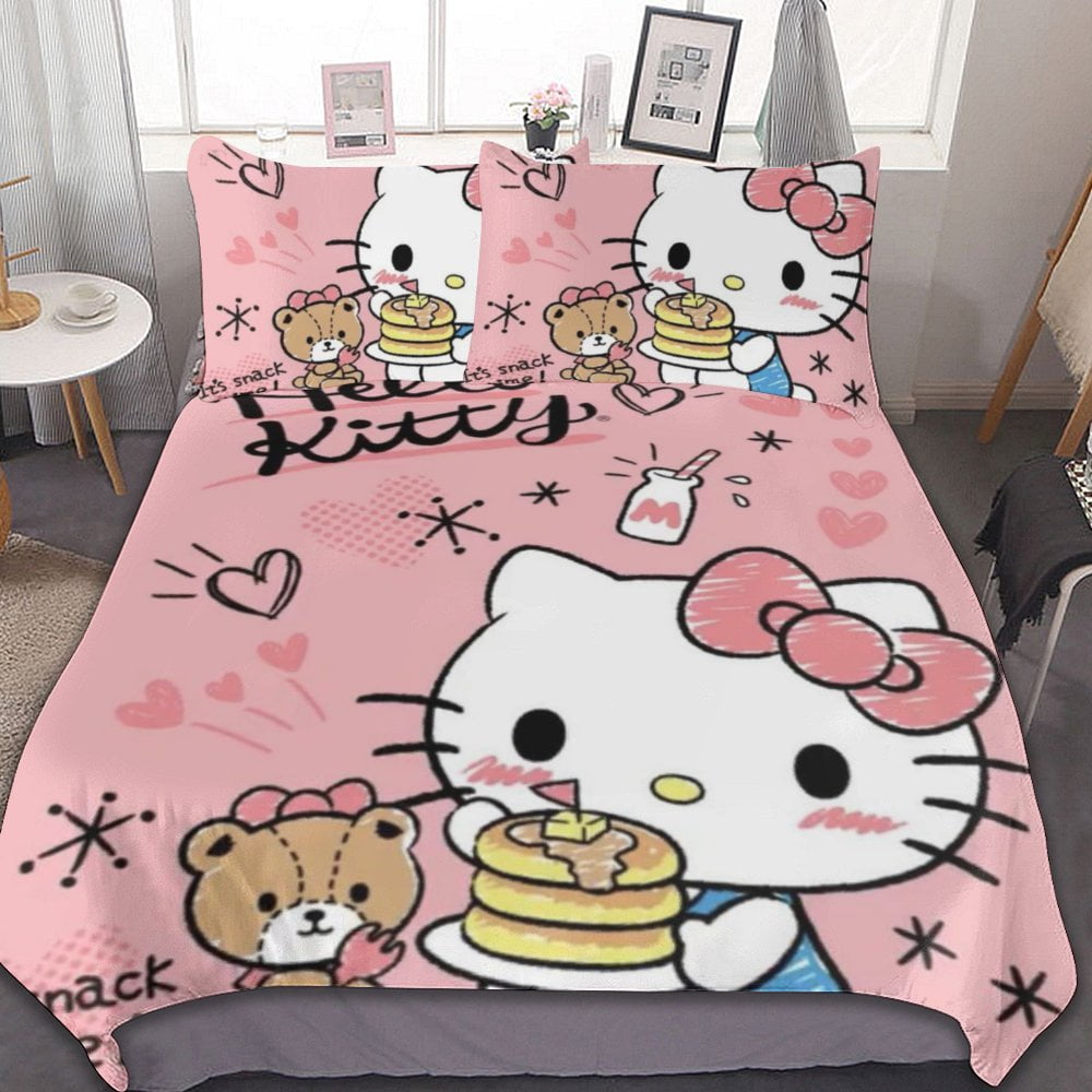 Anime Hello Kitty Duvet Cover Set, 3D Printed Lightweight and ...