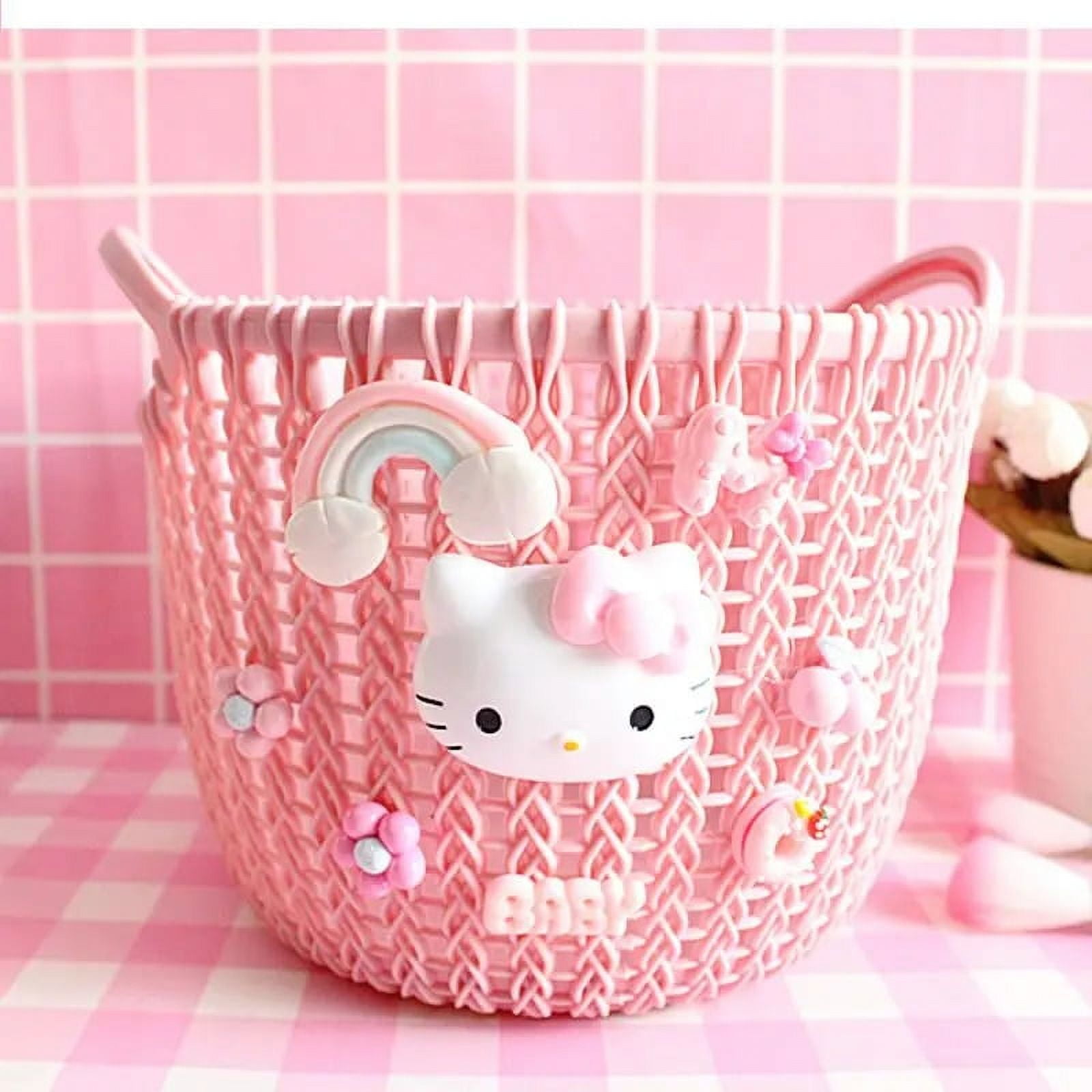 Anime Hello Kitty Kawaii Rattan Weaving Creativity Cartoon Wardrobe ...