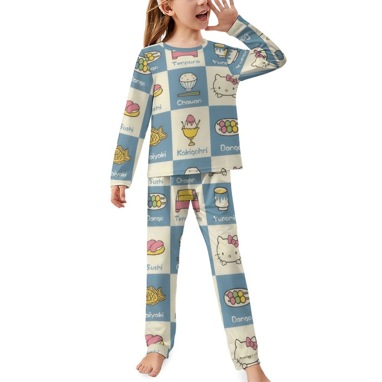 Anime Hello Kitty Pajamas Sets Women Cartoon Family Christmas Pants ...