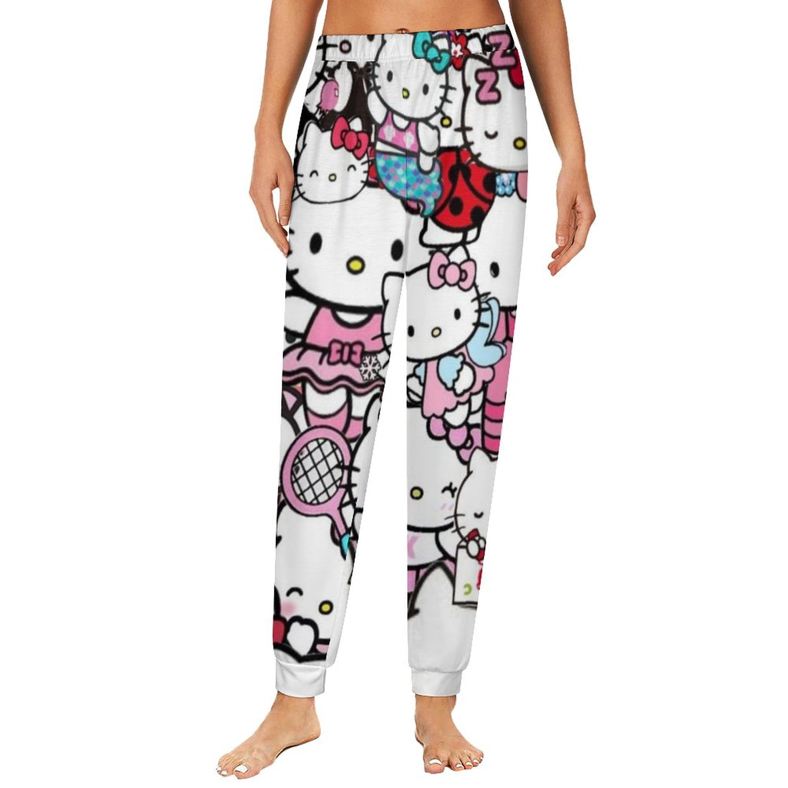 Anime Hello Kitty Pajamas Women Cartoon Family Christmas Pants Kawaii ...