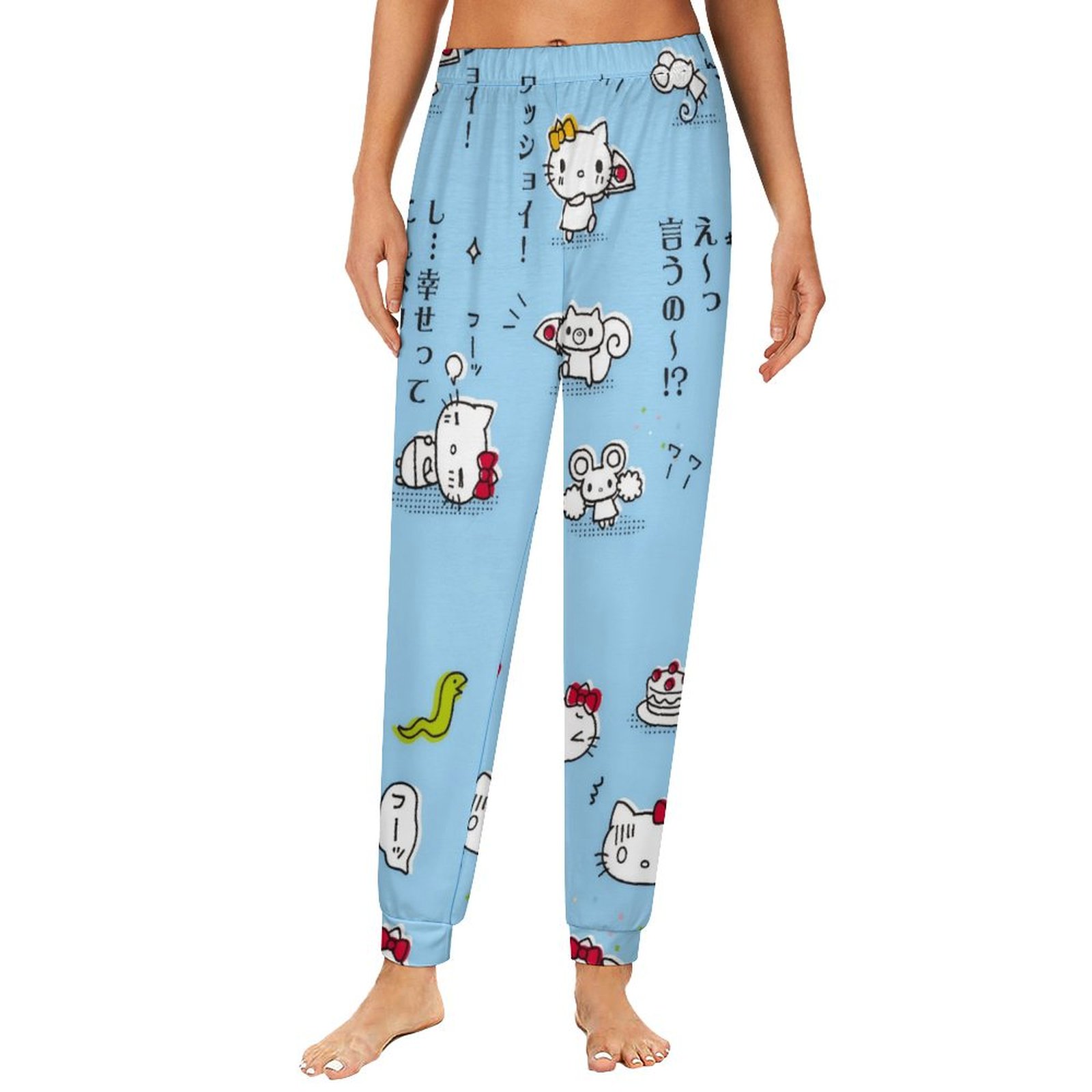 Anime Hello Kitty Pajamas Women Cartoon Family Christmas Pants Kawaii ...
