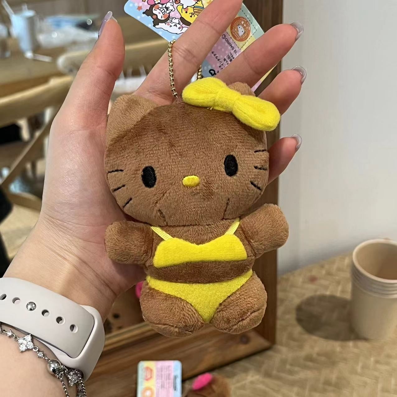 Anime Hello Kitty Sanrio Hawaiian Series Plush Doll Filling Keychain ...