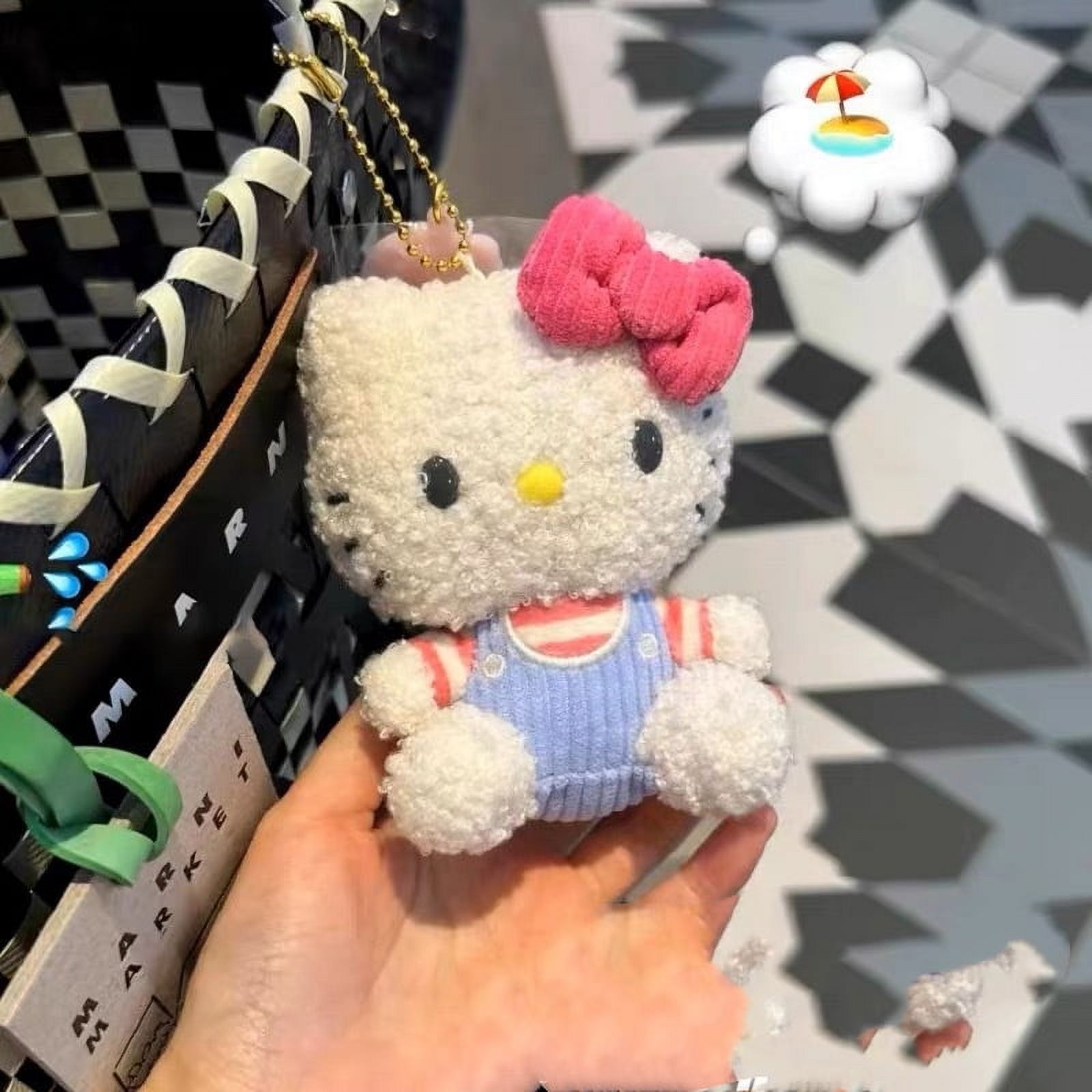 Anime Hello Kitty Sanrio Hawaiian Series Plush Doll Filling Keychain ...