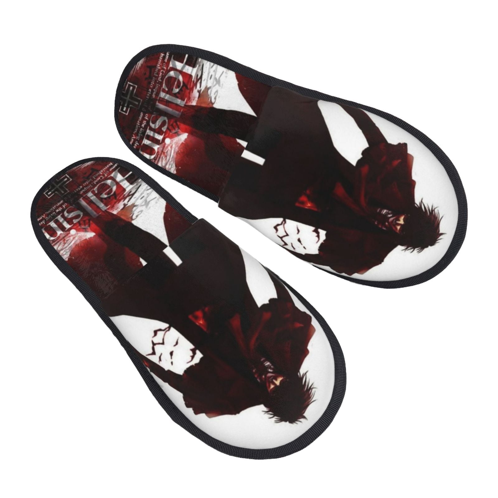 Anime Hellsing Furry Slippers For Men Women Fuzzy House Slippers Winter ...