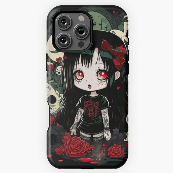 Anime Horror Chibi Kawaii Gothic Halloween Phone Case for iPhone 16 15 ...