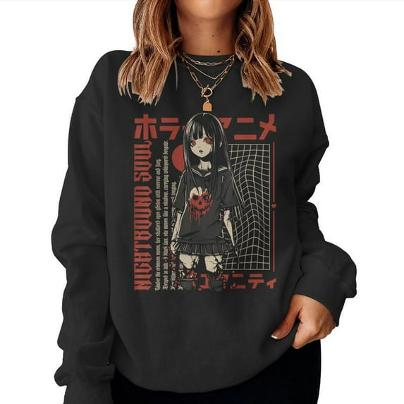 Anime Horror Girl Aesthetic Soft Grunge Waifu Japanese Graphic Pullover ...