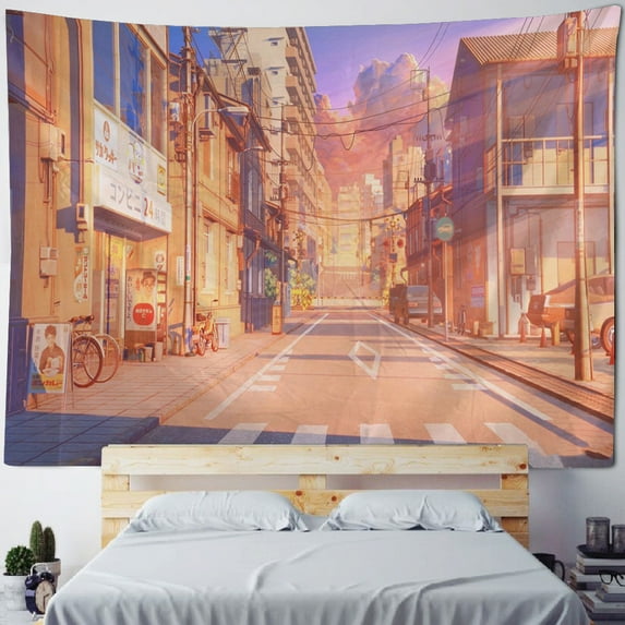 Anime House Design Wall Hanging Tapestry Art r Hanging At Home Bedroom ...