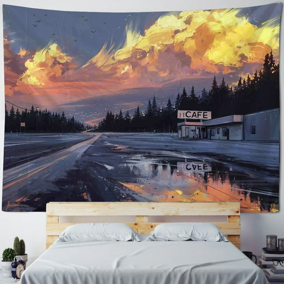 Anime House Design Wall Hanging Tapestry Art r Hanging At Home Bedroom ...