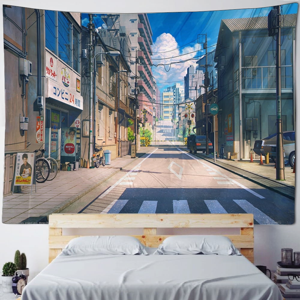 Anime House Design Wall Hanging Tapestry Art r Hanging At Home Bedroom ...